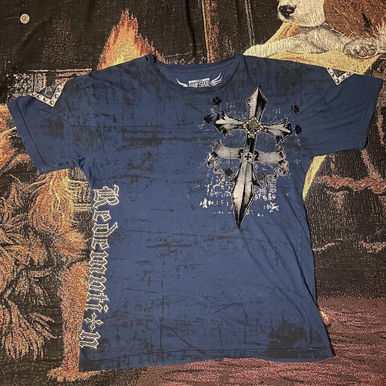 Y2K Grunge Blue Redemption Cross... - Depop