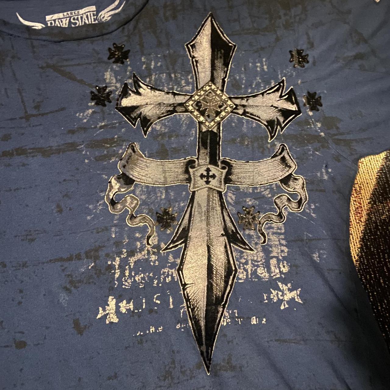 Y2K Grunge Blue Redemption Cross... - Depop