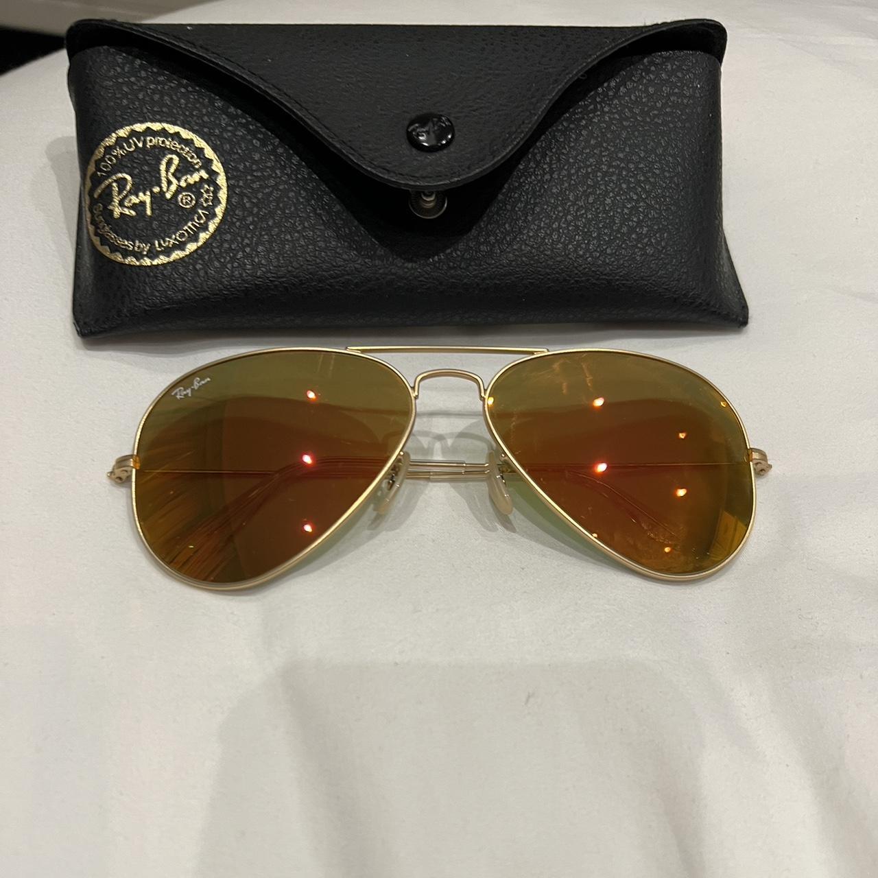 Ray-Ban gold aviators Excellent condition Case... - Depop
