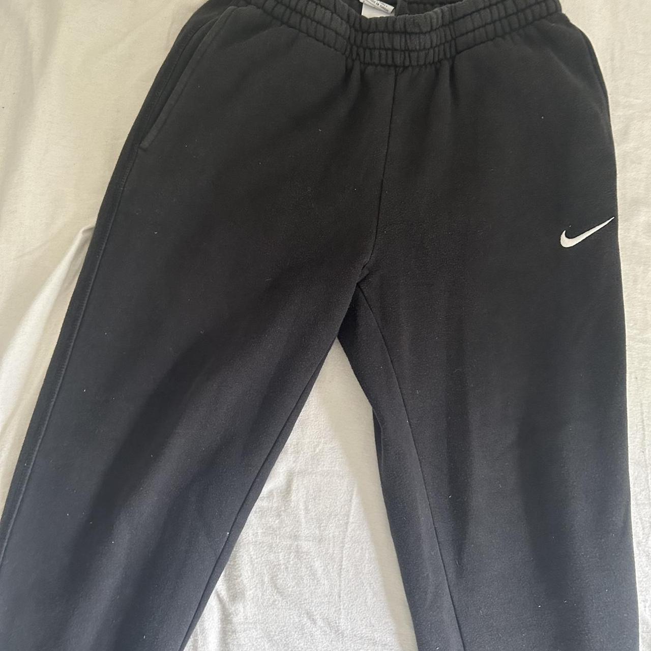 Nike black white embroidered swoosh tick sweatpants.... - Depop