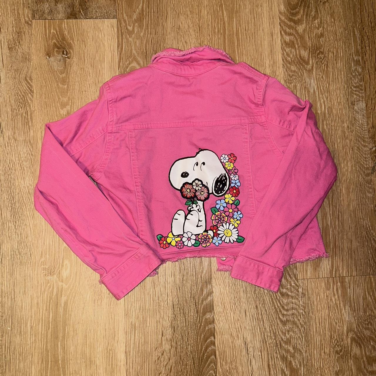 Pink Snoopy Jean Jacket Color: Pink Size.... - Depop