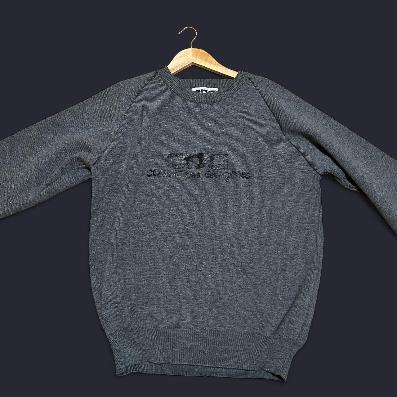 CDG comme de garcons dark grey sweater, cool front... | Depop