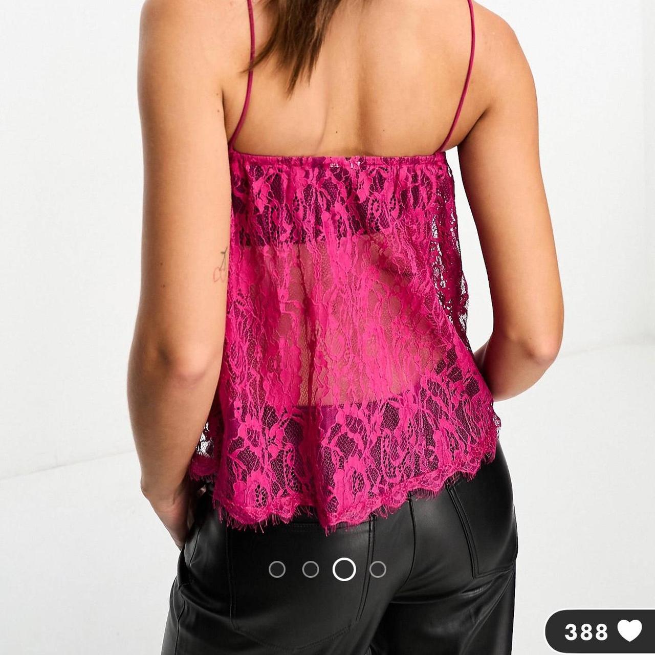 ASOS pink lace slip top, size 8 would fit a 6 also,... - Depop