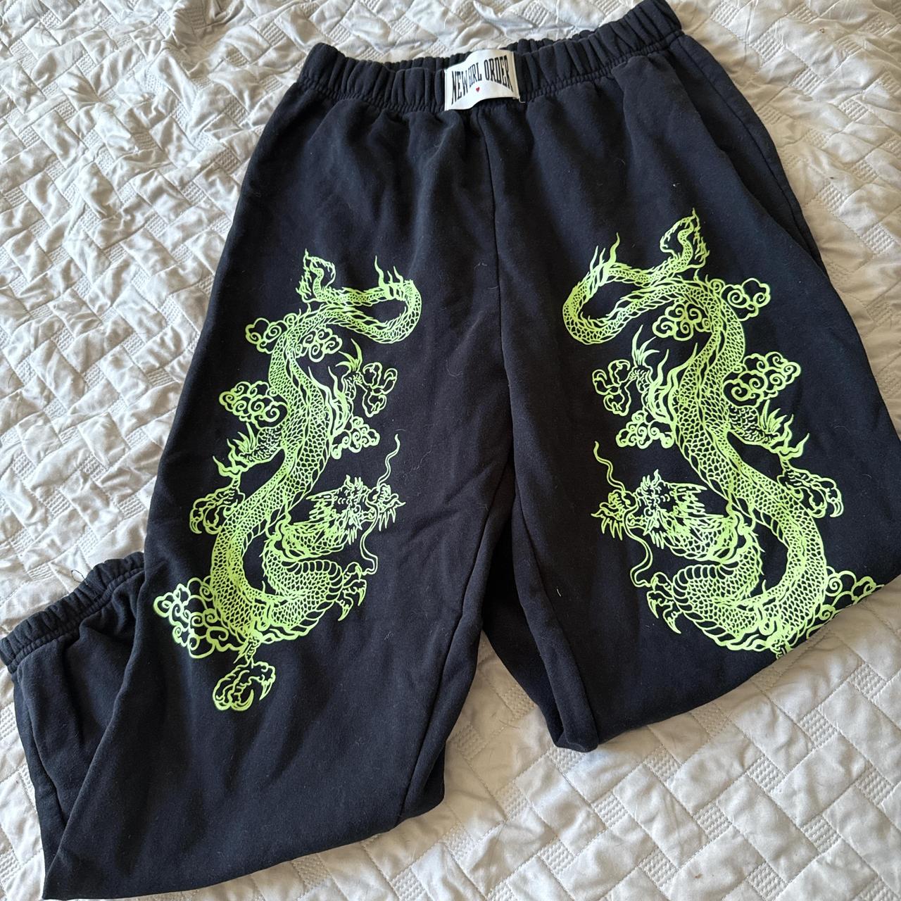 Black and green dragon sweatpants #dragon #sweatpants | Depop