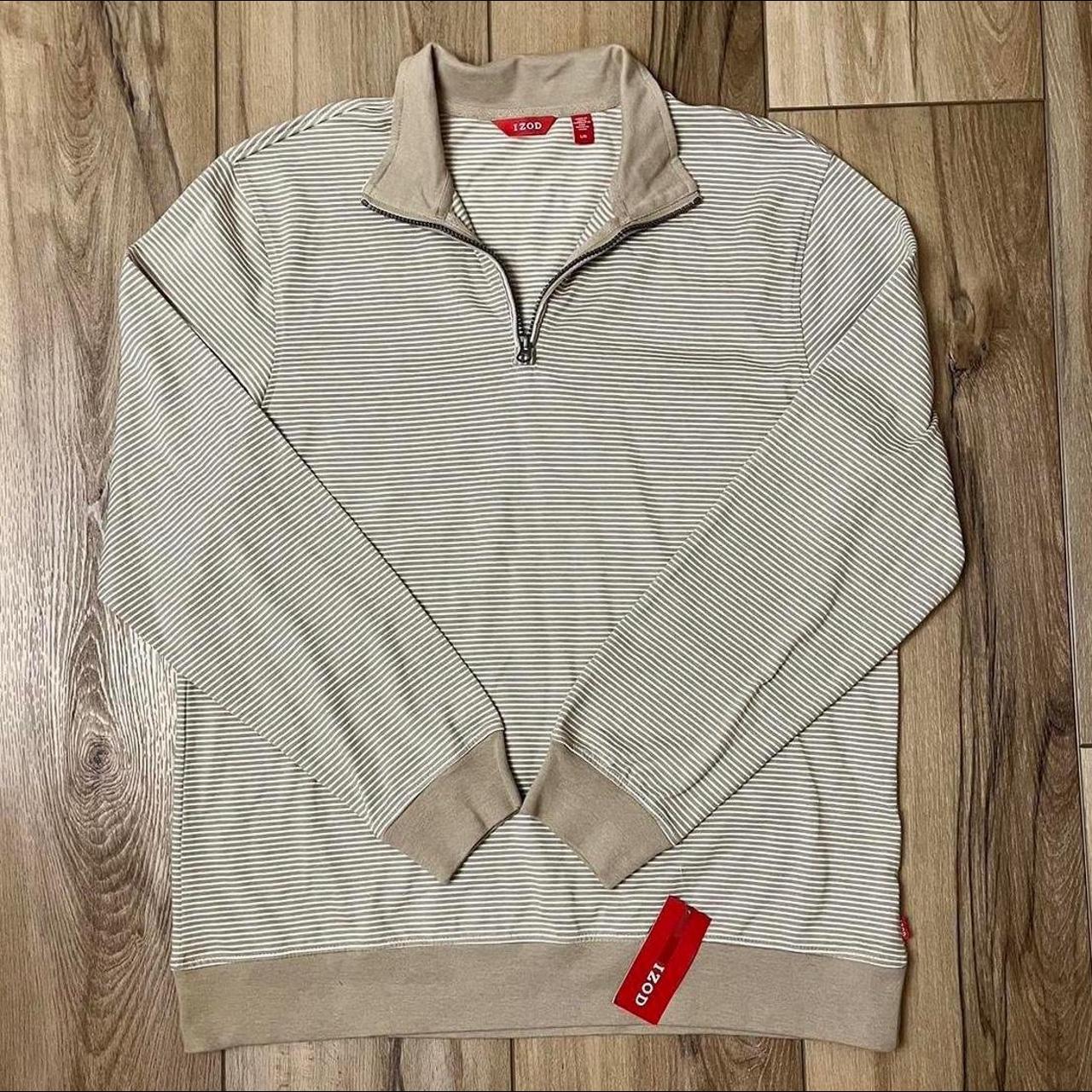 Men’s Tan Striped Quarter Zip Pullover Collard... - Depop