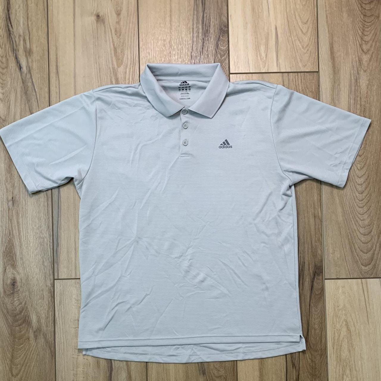 Men’s Light Grey Adidas Polo T-shirt Minor signs... - Depop