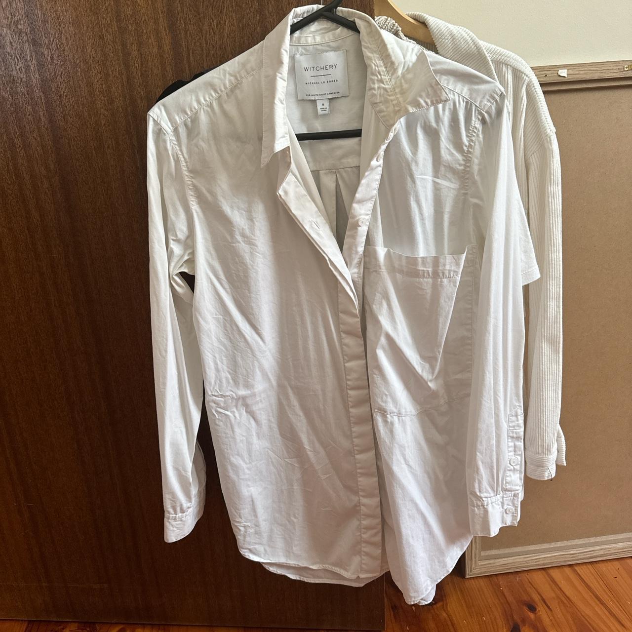 Witchery White Button down Shirt Size 8 Cotton - Depop