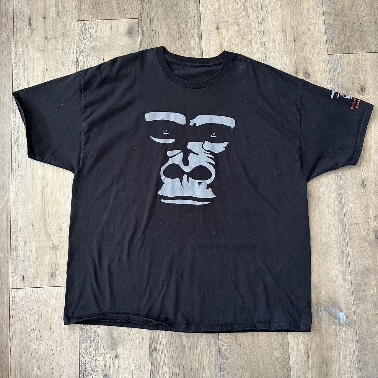 L BLACK grunge y2k monkey graphic... - Depop