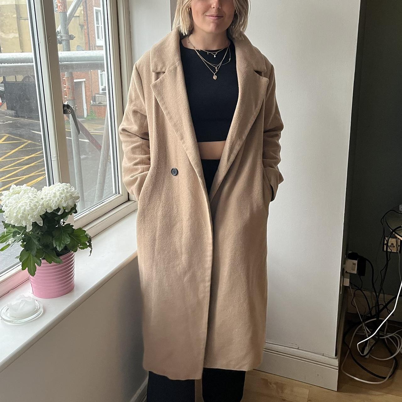 GLASSONS tan coat size M, quite used condition,... - Depop