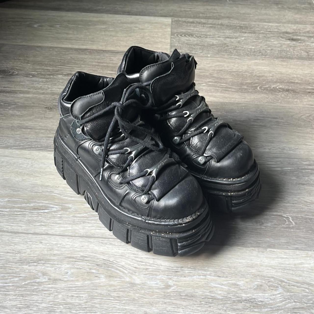 NEW ROCK M. 106-S29 TOWER SHOES Metallic Black... - Depop