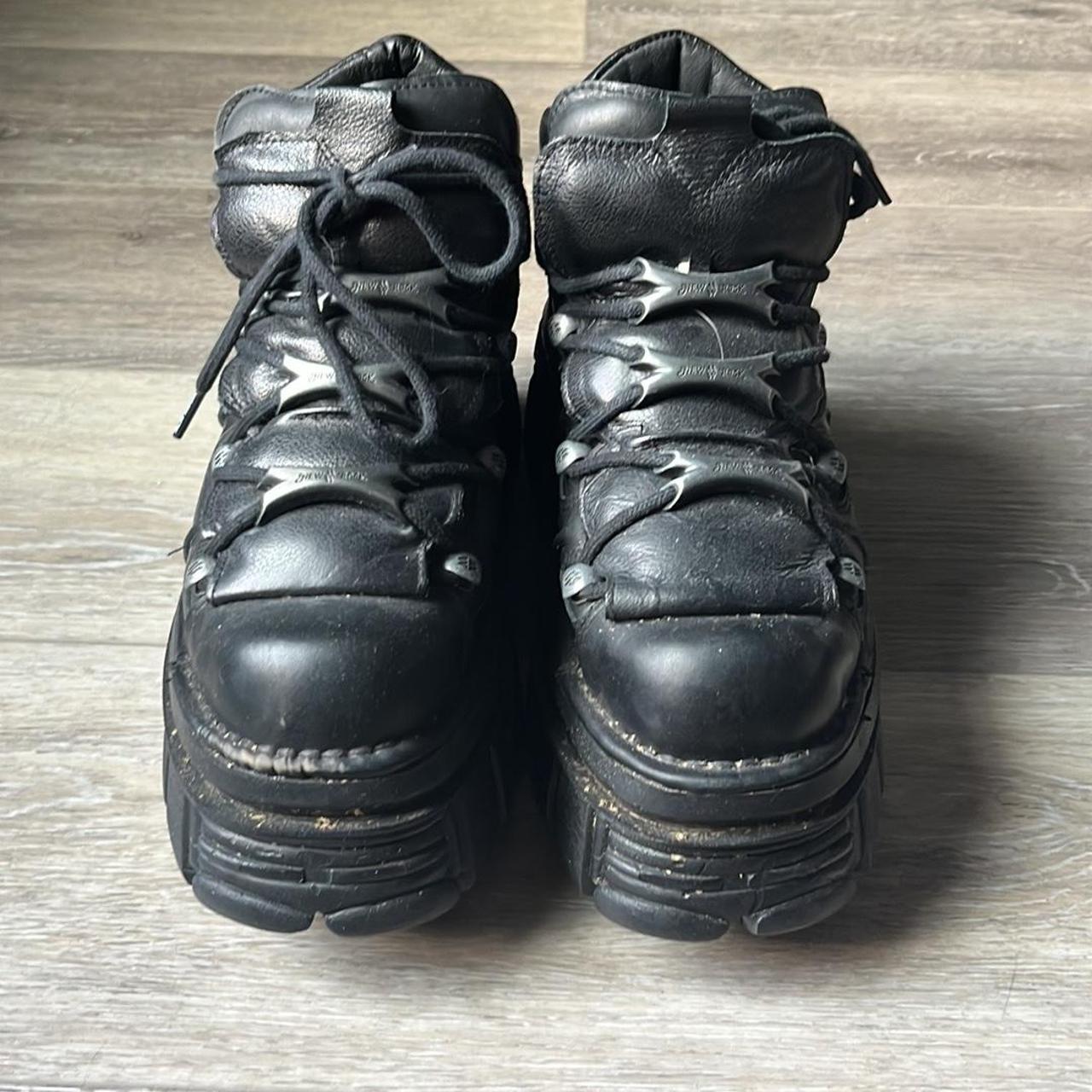 NEW ROCK M. 106-S29 TOWER SHOES Metallic Black... - Depop