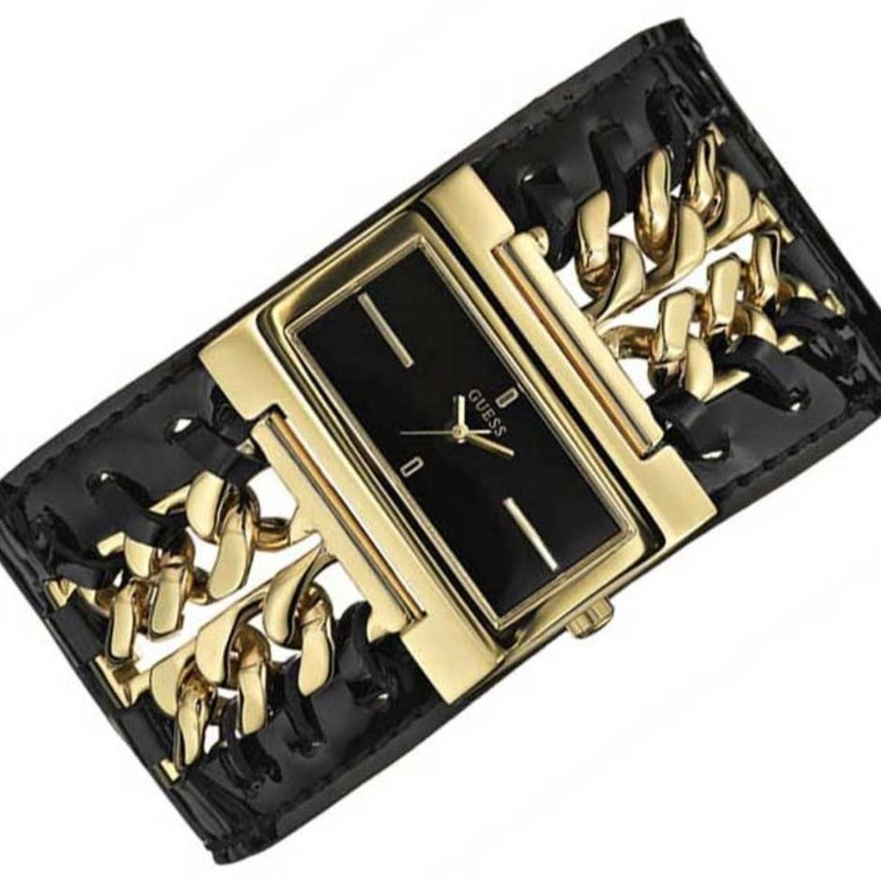 GUESS watch, black and gold,used and slightly worn.... | Depop