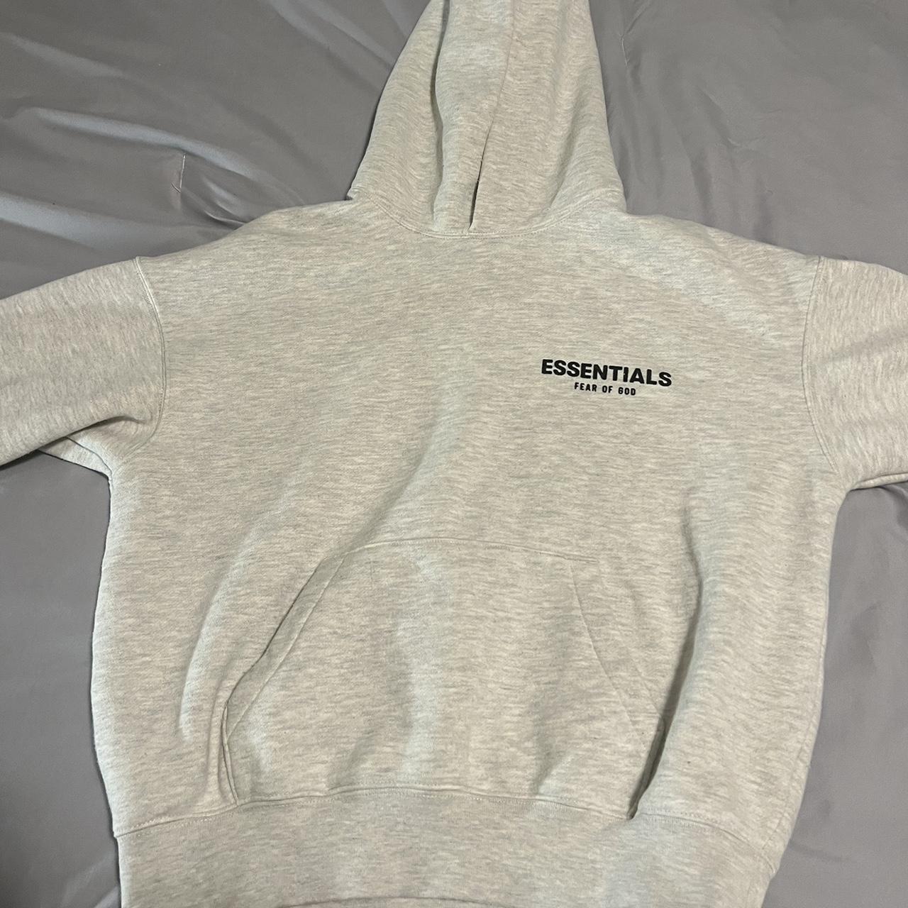 Essentials Light Heather Oatmeal Hoodie Size Small Depop