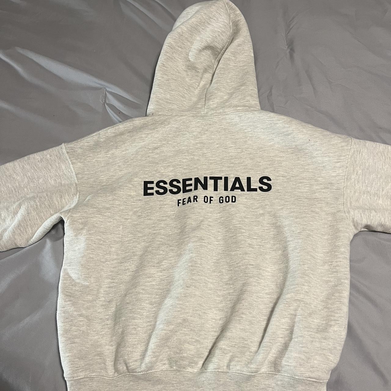 essentials light heather oatmeal hoodie. size small. - Depop