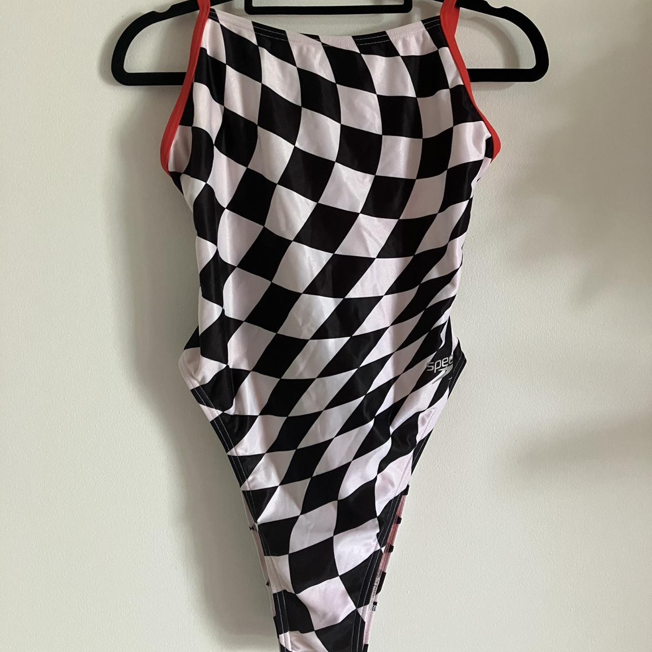 Racer pattern Speedo one piece swimsuit with a tie... - Depop