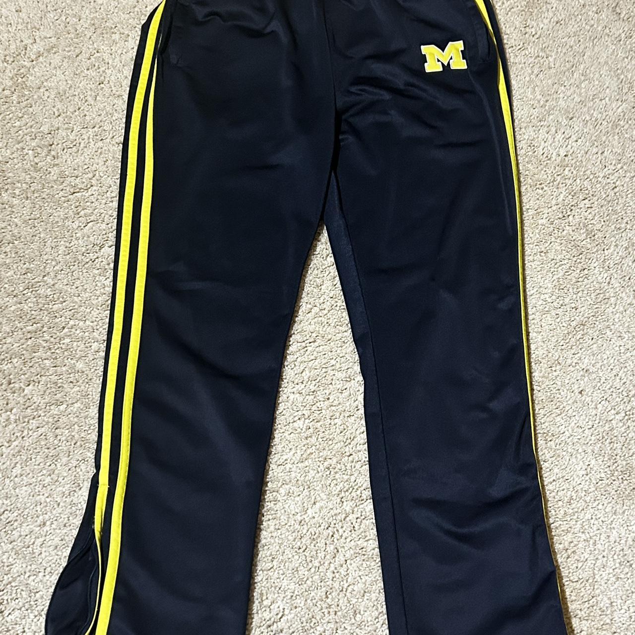 Michigan Yellow & Navy Trackpants - Depop