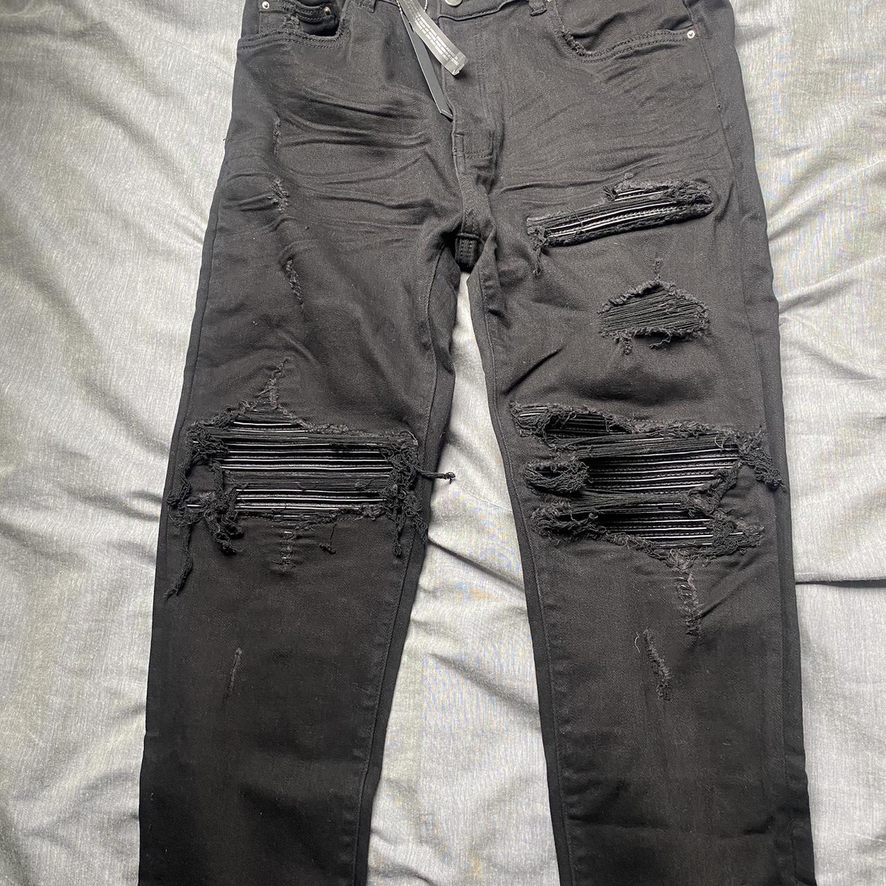Amiri MX1 leather patch jeans in black Receipt in... - Depop