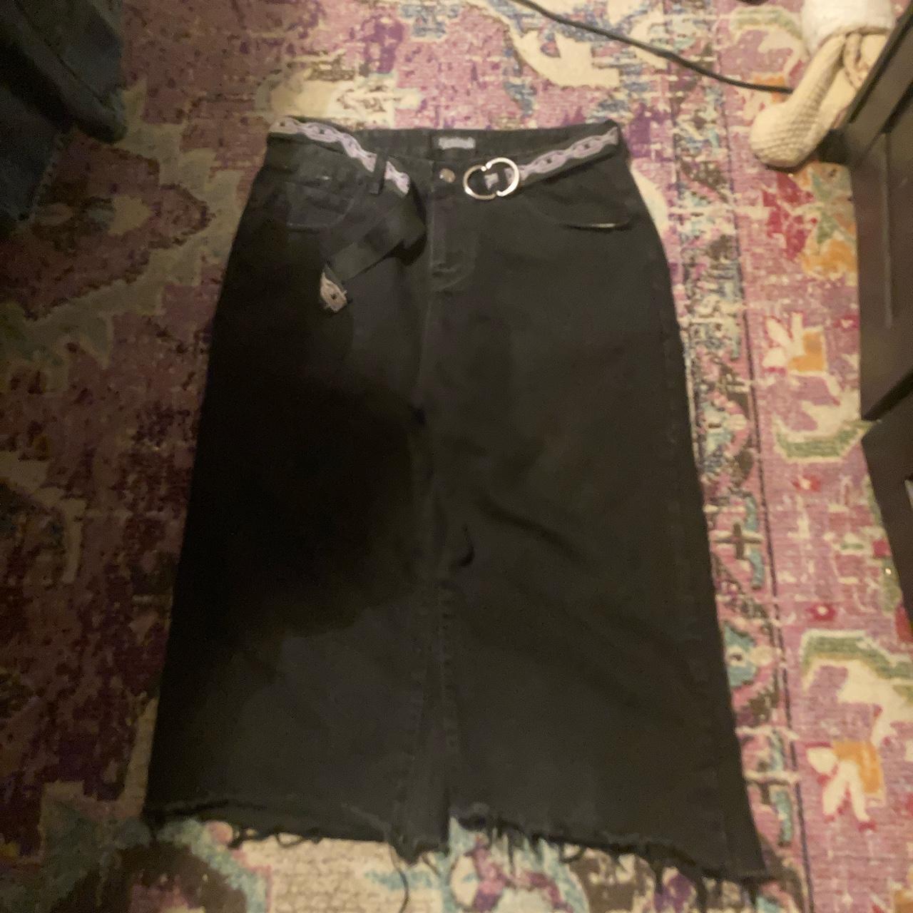 nickitten black denim accidently cut too short cut... - Depop