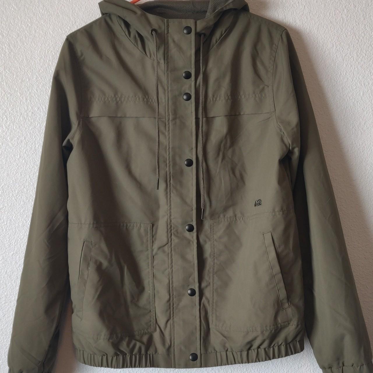 VOLCOM WATER RESISTANT JACKET WINDBREAKER OLIVE... - Depop