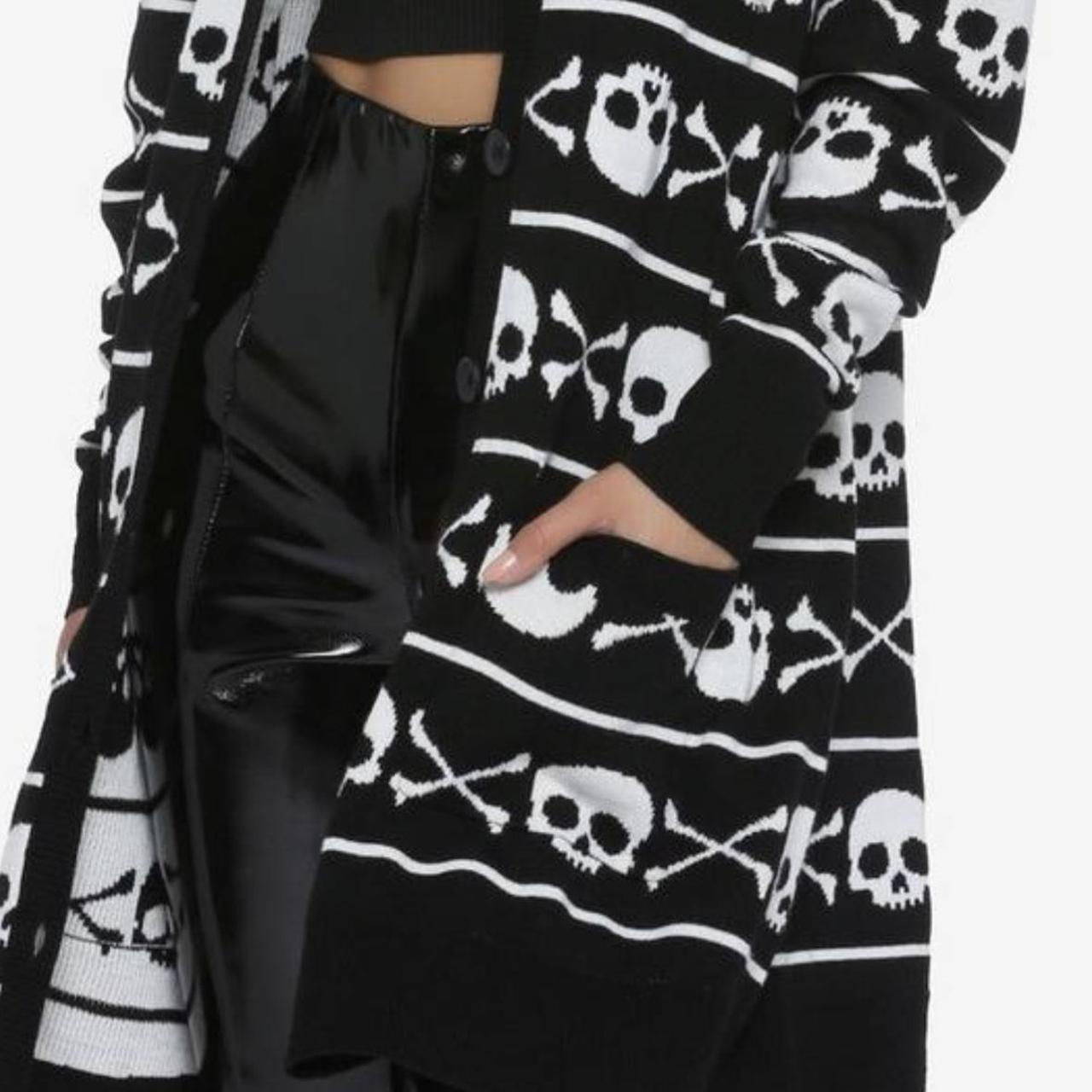 hot topic skulls and crossbones cardigan! size small... - Depop