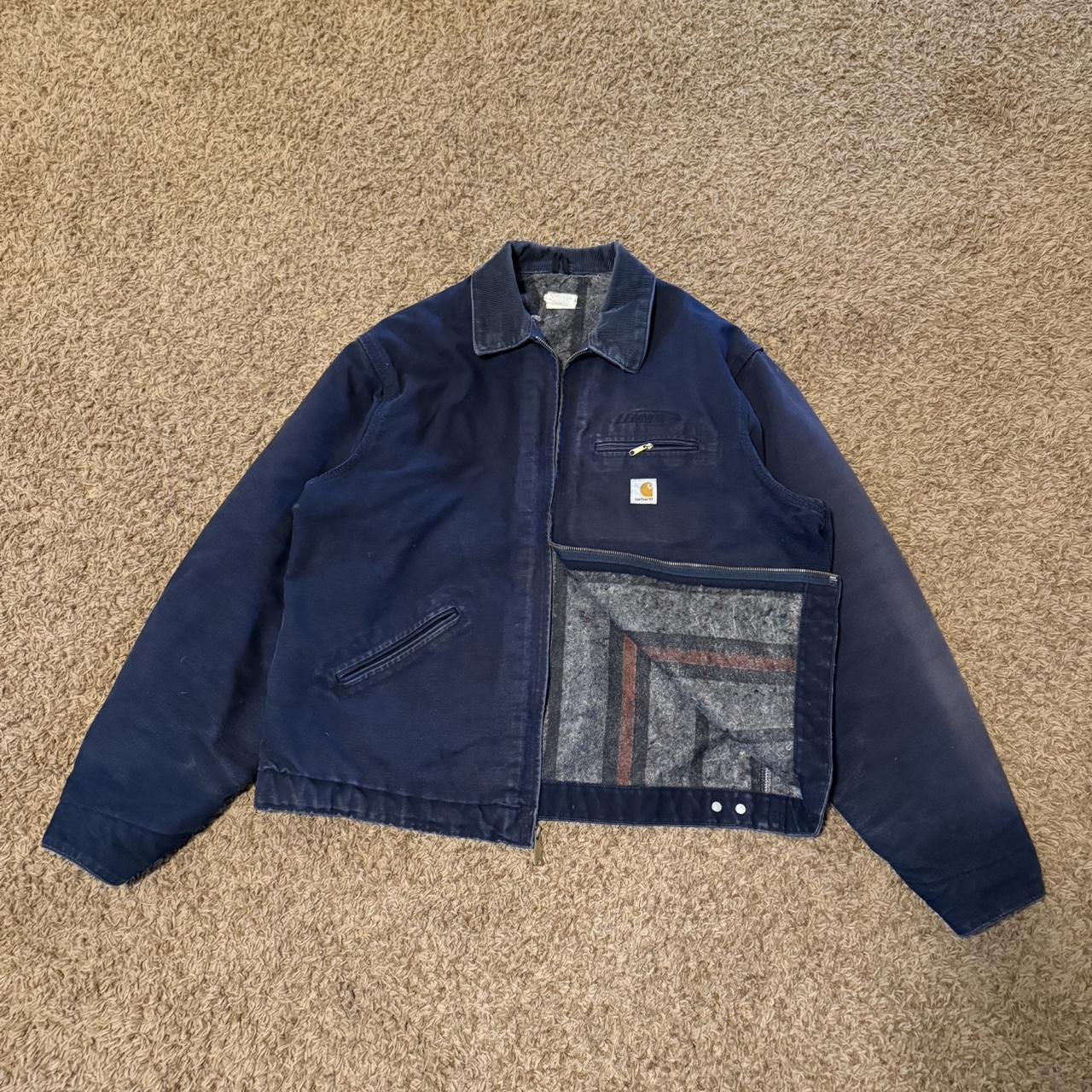 DNY navy blue carhartt Detroit jacket with good... | Depop