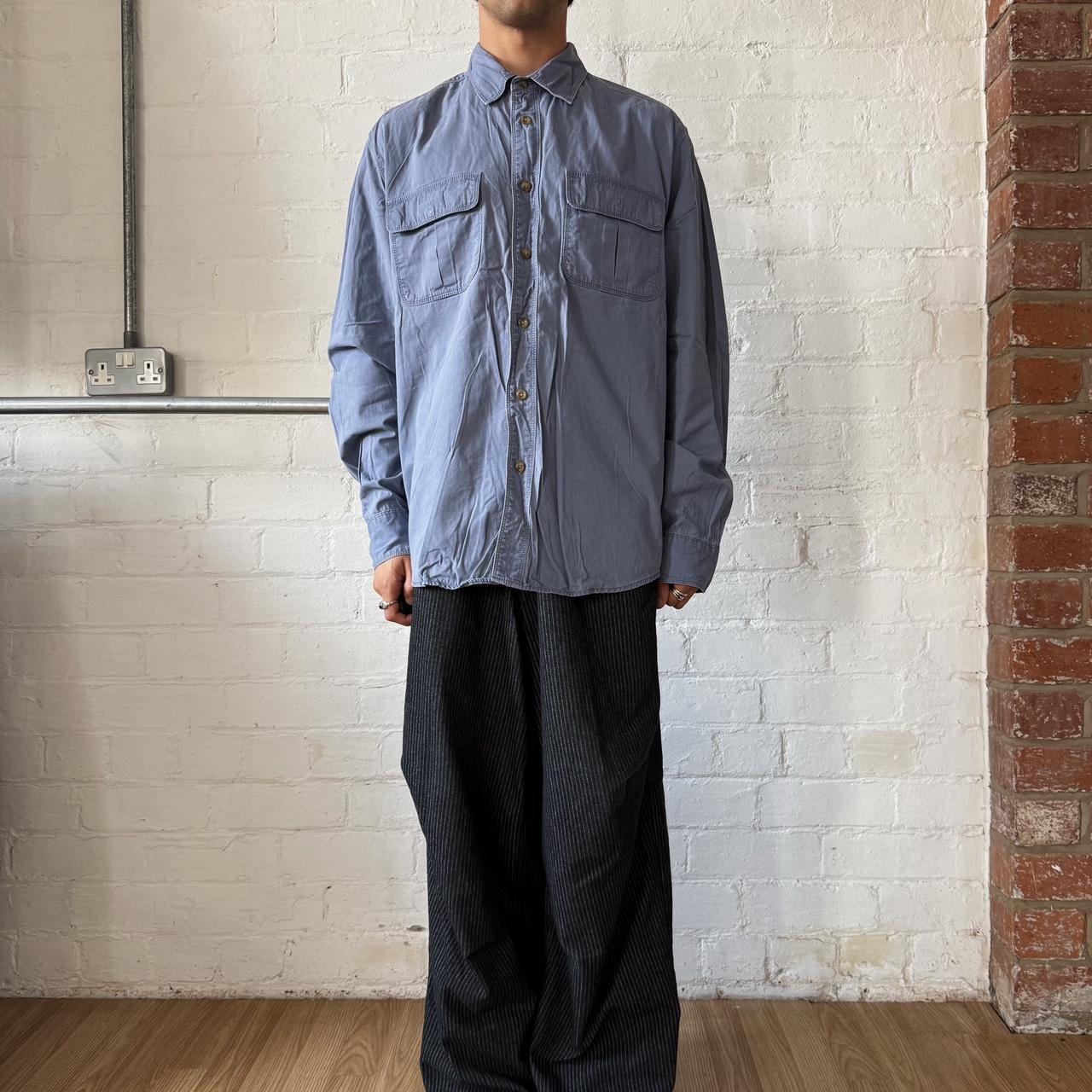 Eddie Bauer American workwear dusty blue pure... | Depop