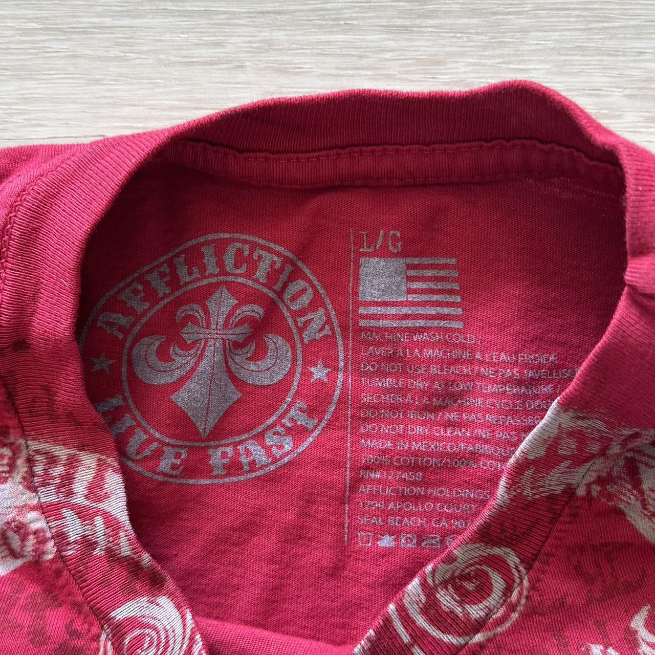 Red Affliction skulls and chains T-shirt #goth... - Depop