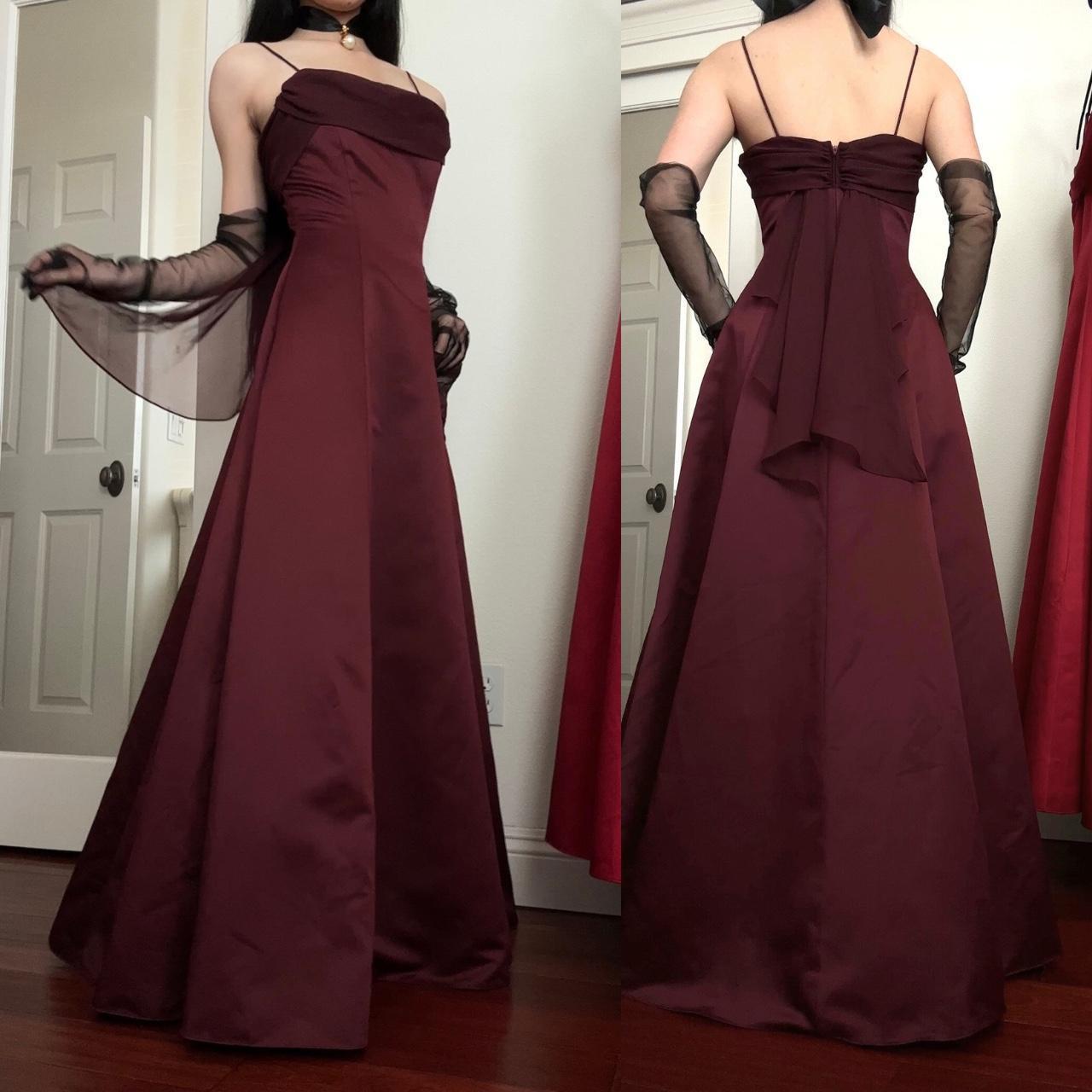90's vintage romantic vampire burgundy prom... | Depop