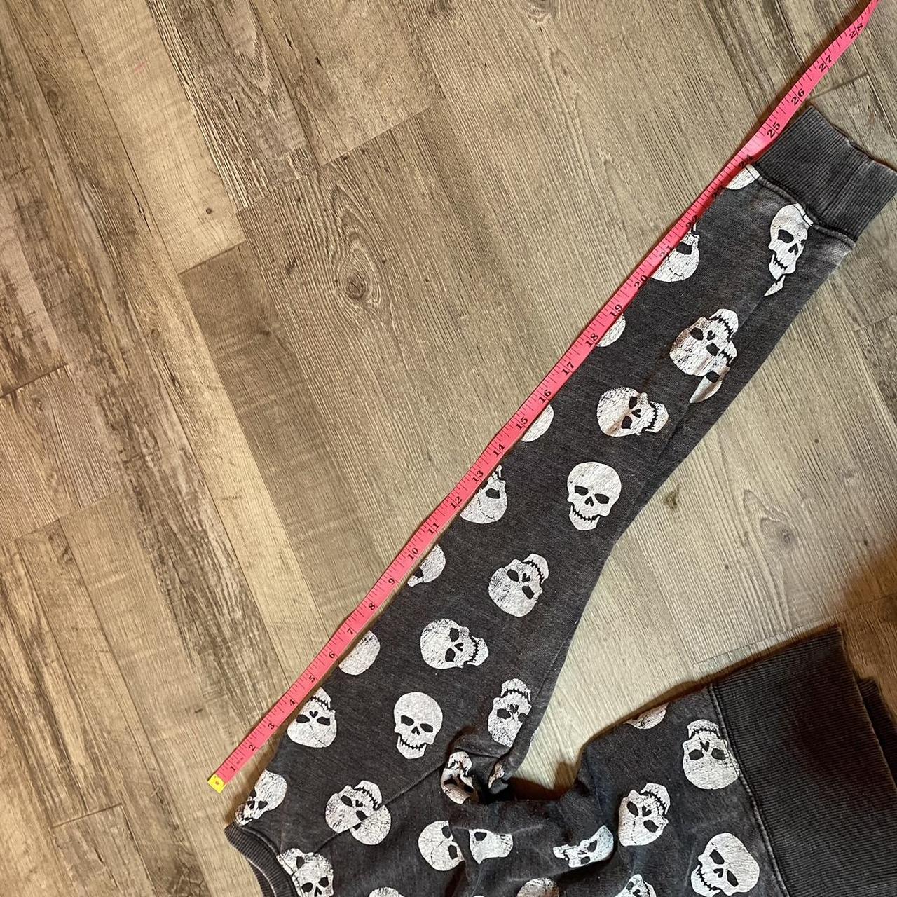 gothic skull print long sleeve dark grey crew neck... - Depop