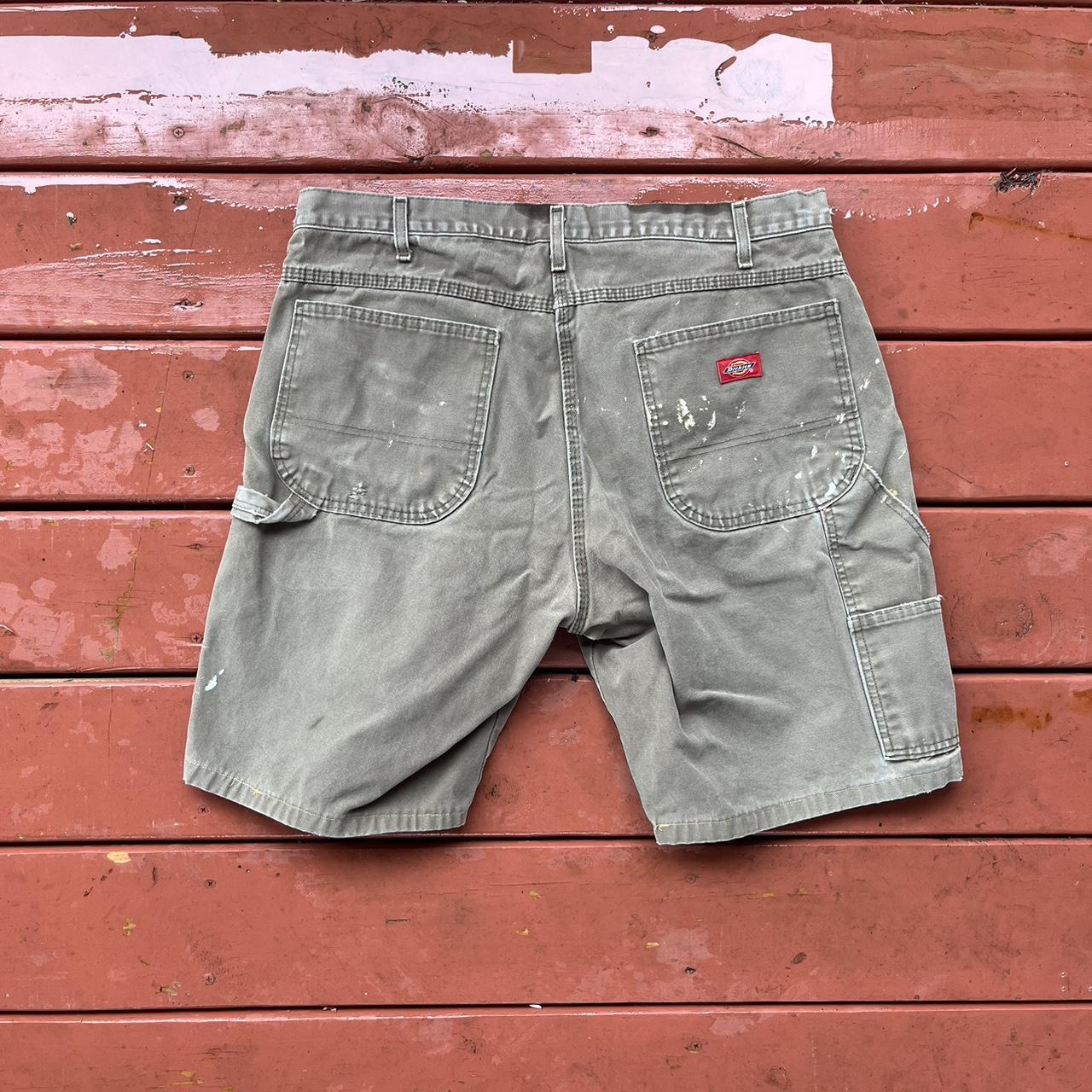 Green Dickies carpenter shorts a lot of paint stains... - Depop