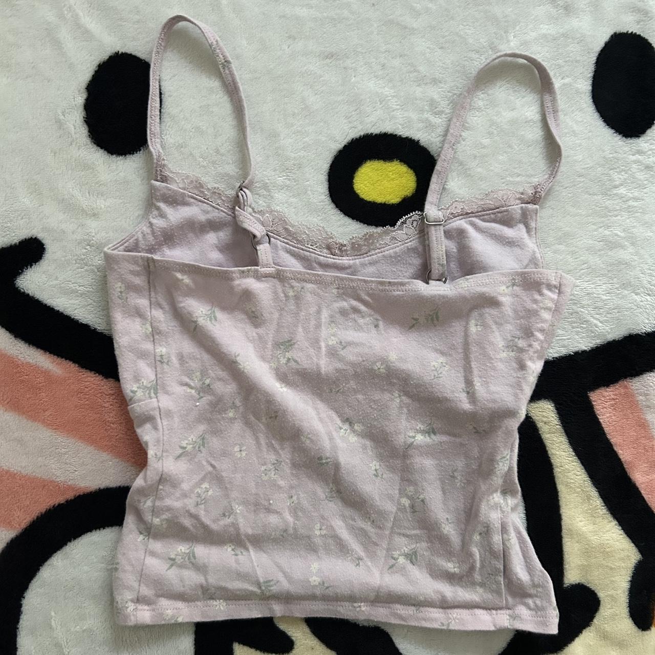 cute pink flower lace cami crop top! - Depop