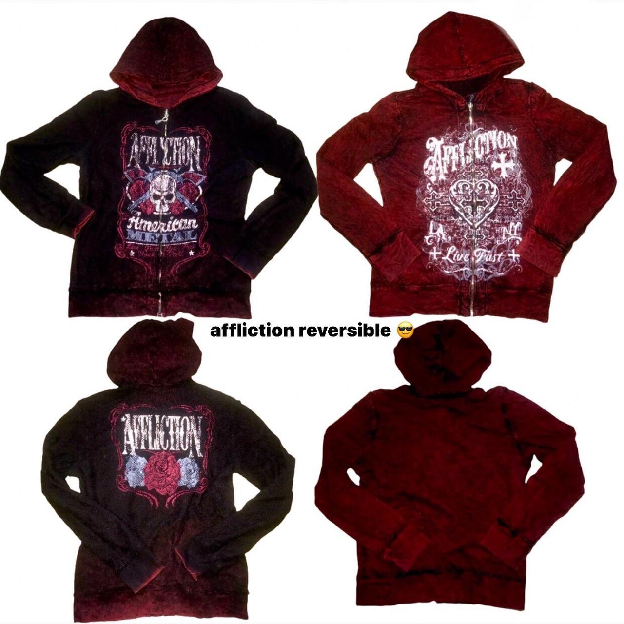 Affliction Reversible Bloody Red zip up rare and... - Depop