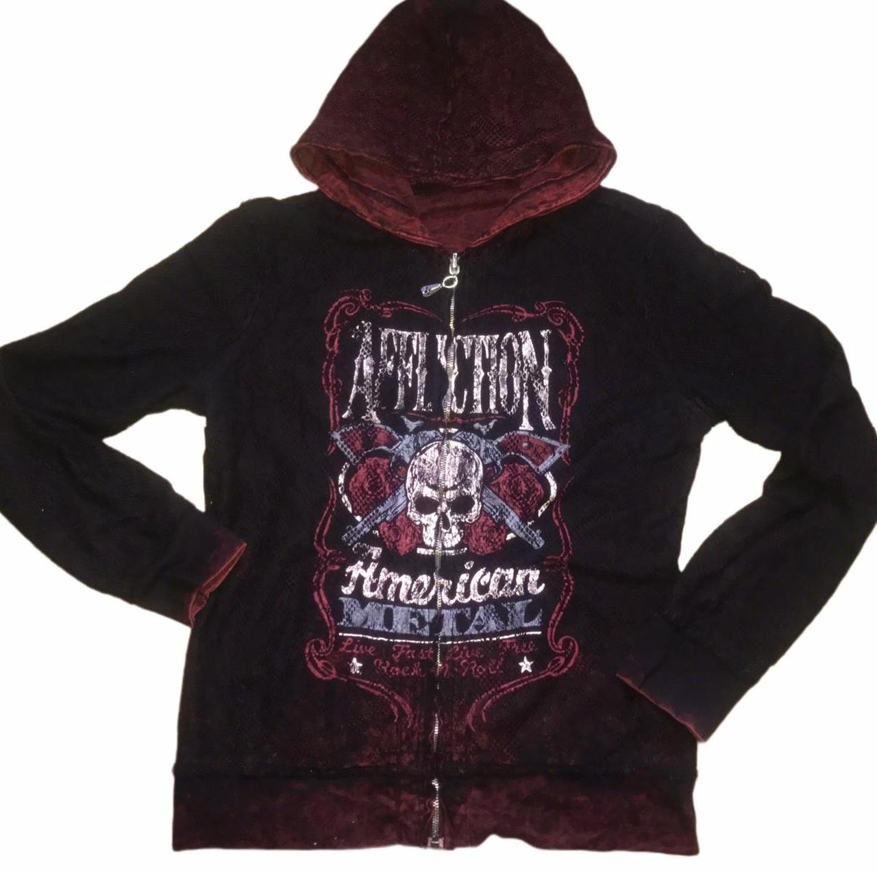 Affliction Reversible Bloody Red zip up rare and... - Depop