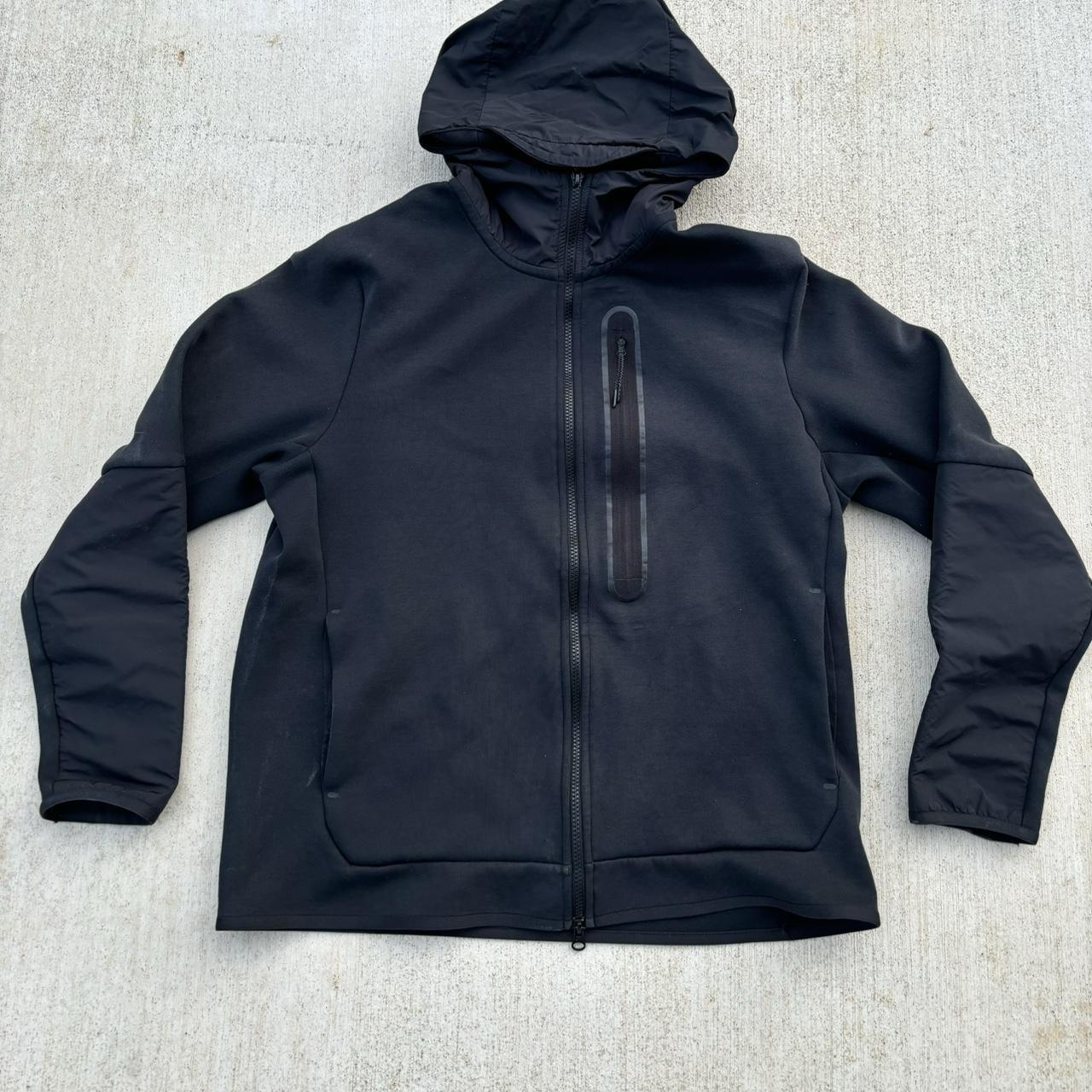 black mens nike tech zip-up -super good condition... - Depop