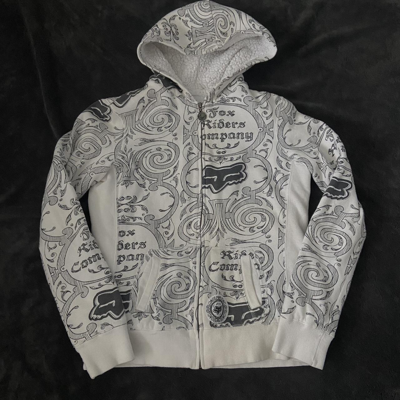 Y2k aop fox racing zip up hoodie Size L women’s No... - Depop