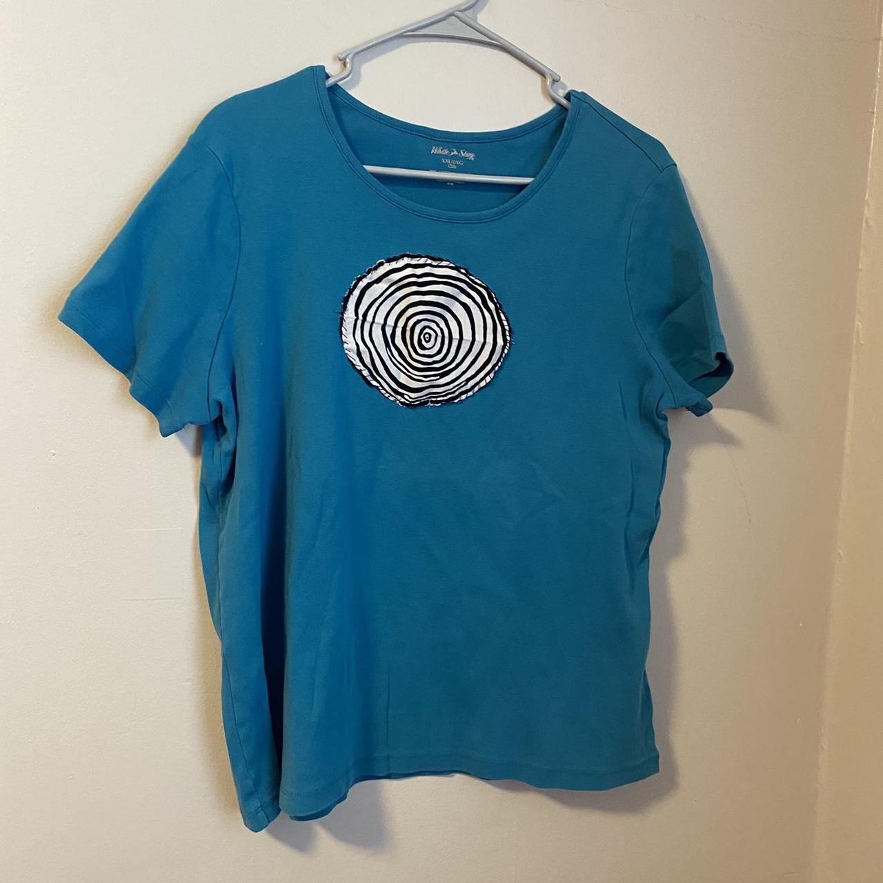Reworked T-shirt with hand sewn trippy black and... - Depop