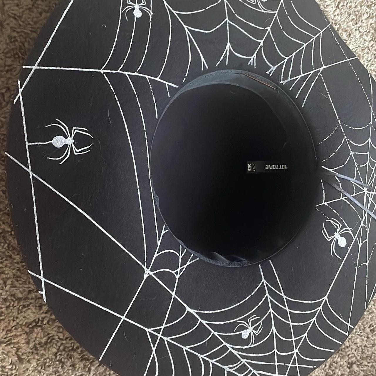 Hot topic Black spider web hat with white spider... - Depop