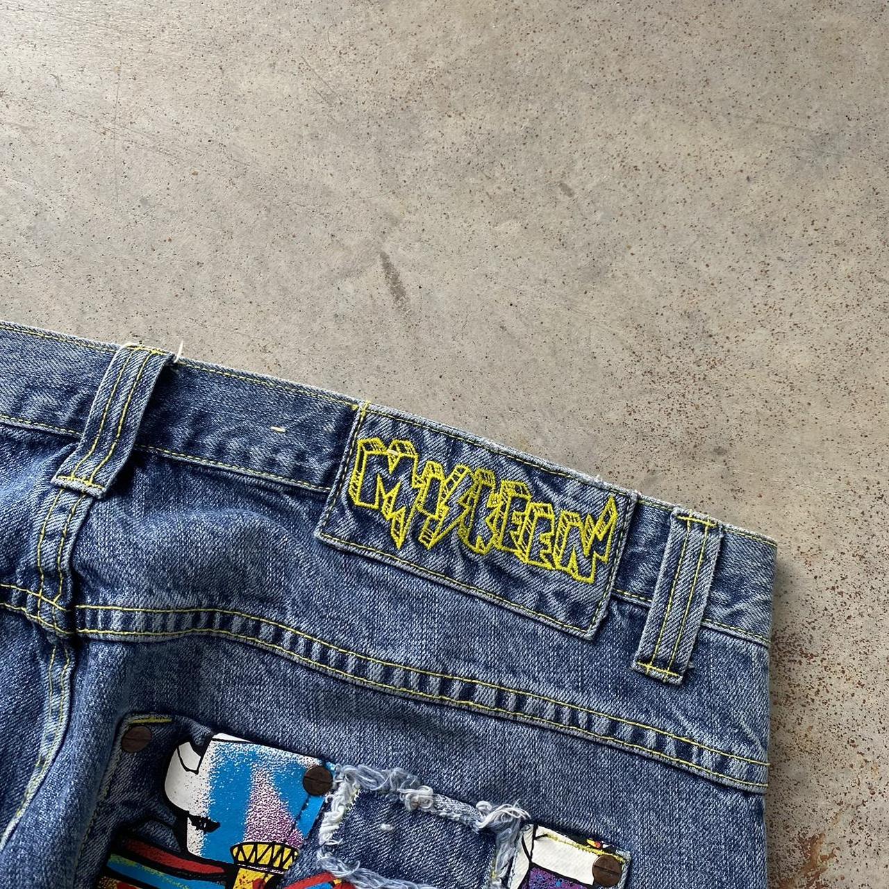 Y2K Miskeen Raver Jean Shorts Baggy Raver Skater... - Depop