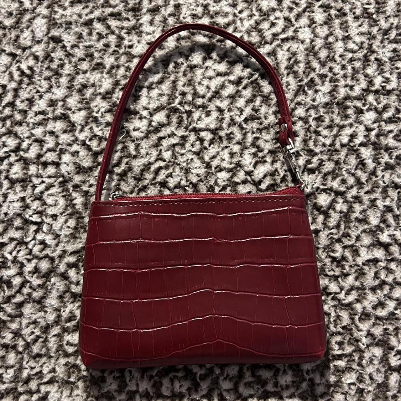 Mini Burgundy Purse Super small and cute faux... - Depop
