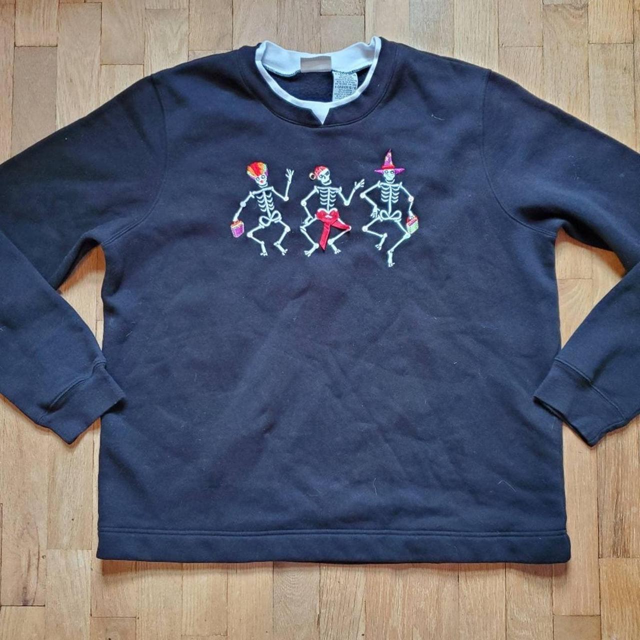 Vintage Y2K Dancing Party Skeletons Embroidered... - Depop