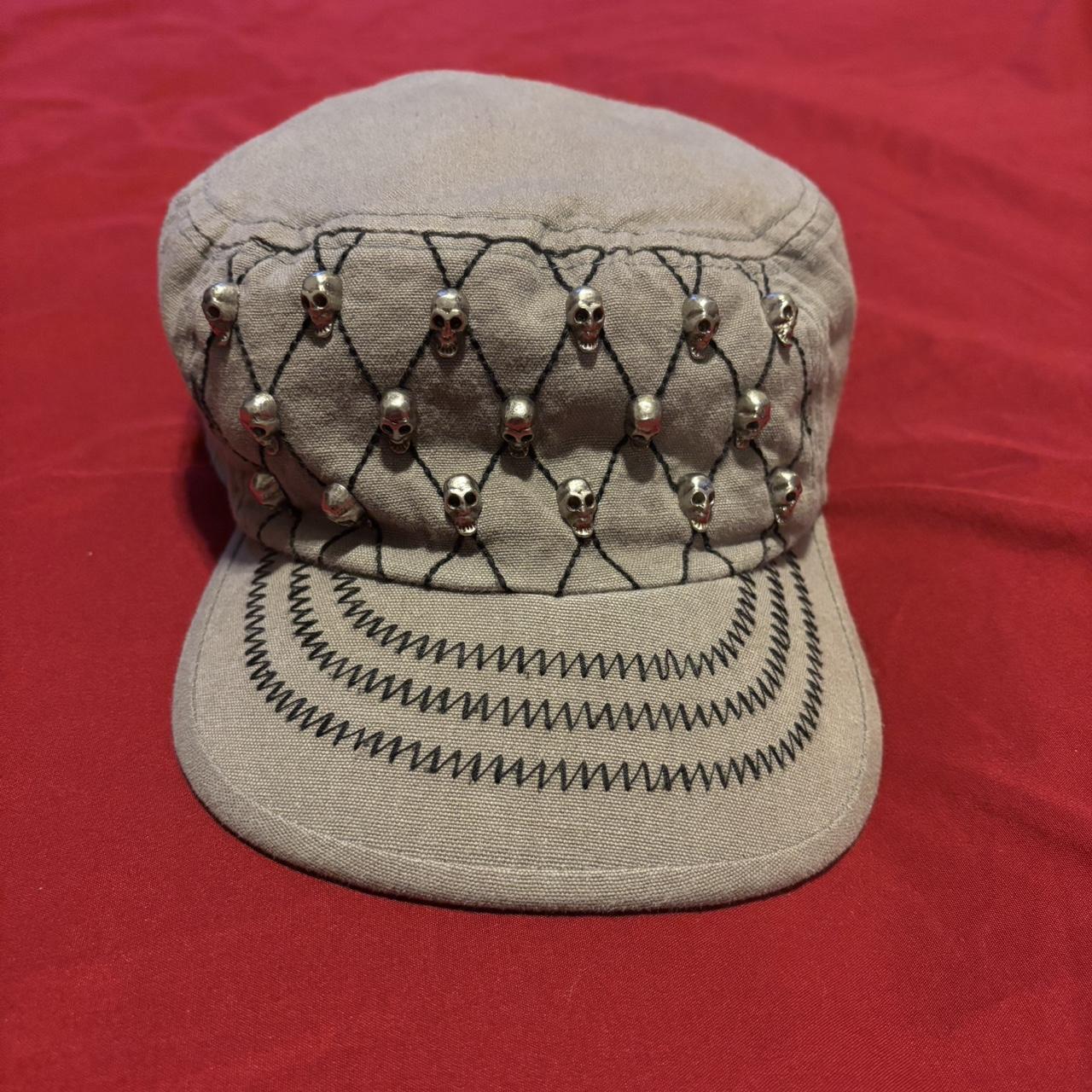 Tan skull studded cotton cap #gothfashion #2000s | Depop