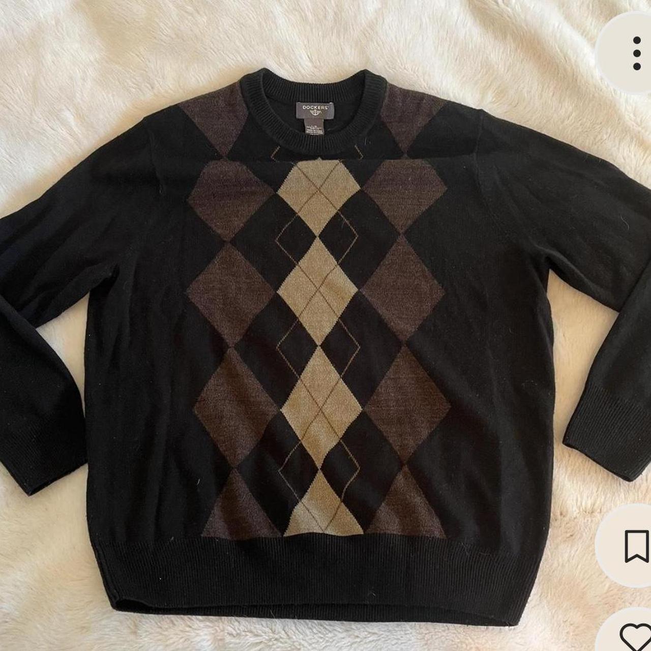 vintage dockers brown argyle sweater labeled size... - Depop