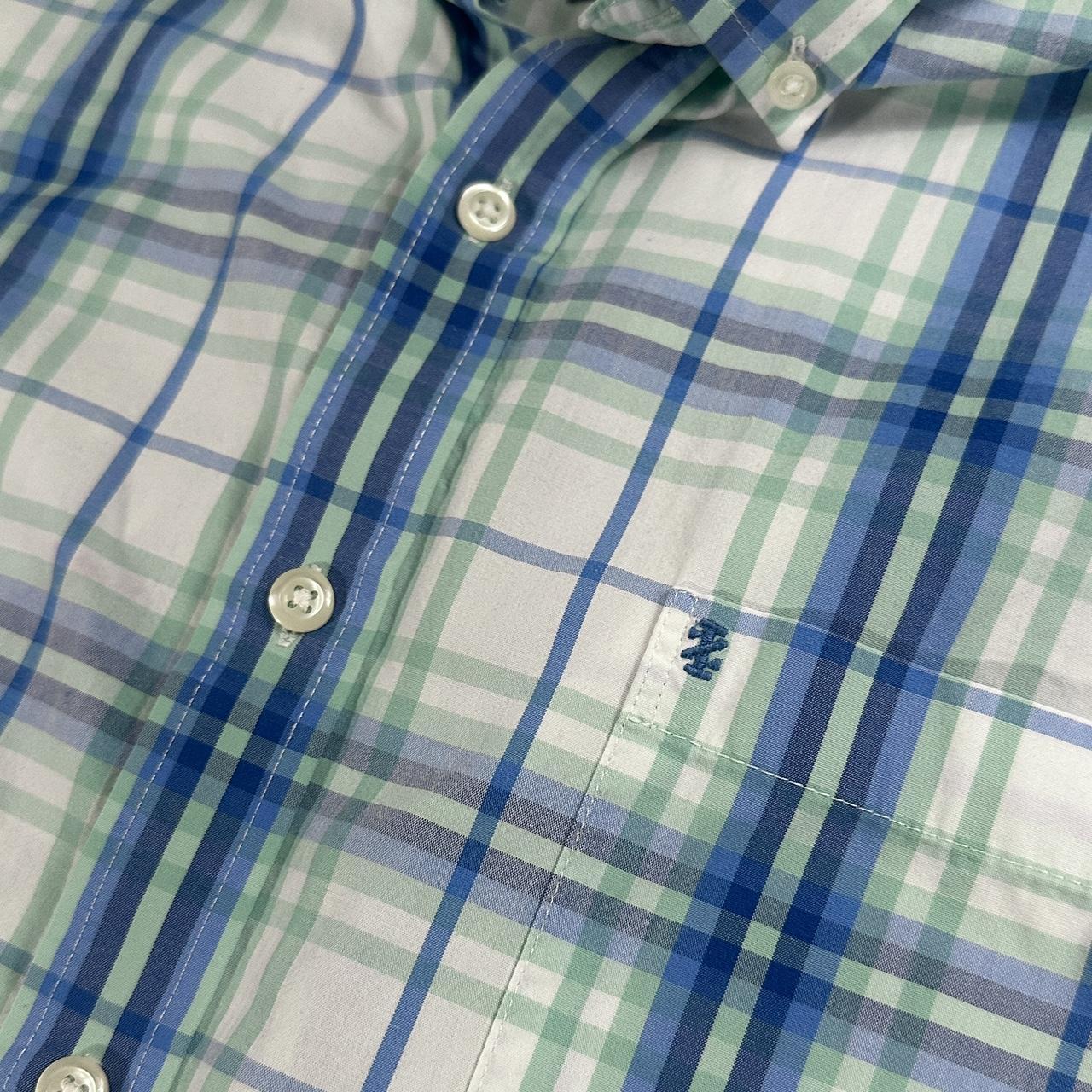 Izod Premium Essentials White Green Blue Plaid... | Depop