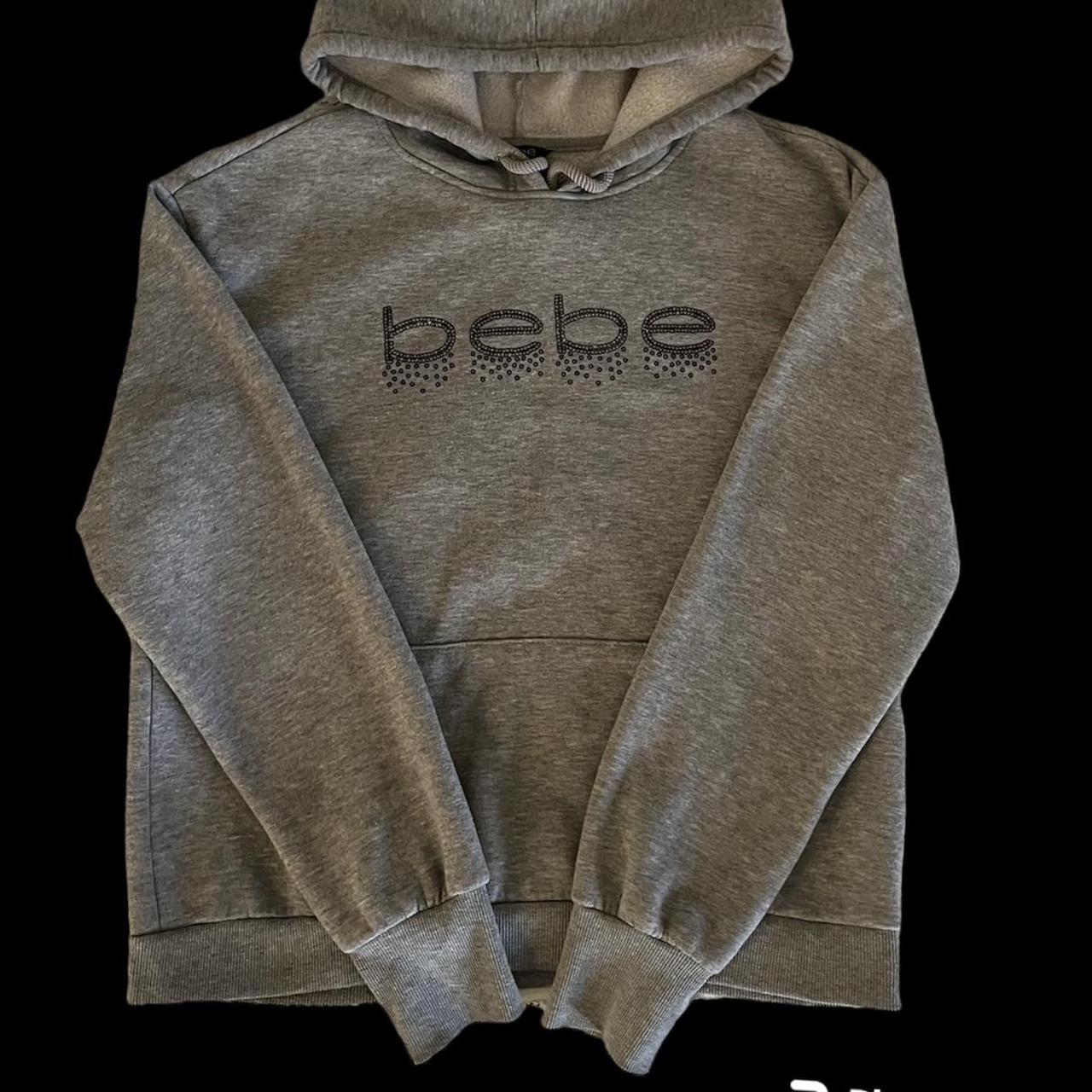 Bebe heathered grey sparkle hoodie lined inside.... - Depop