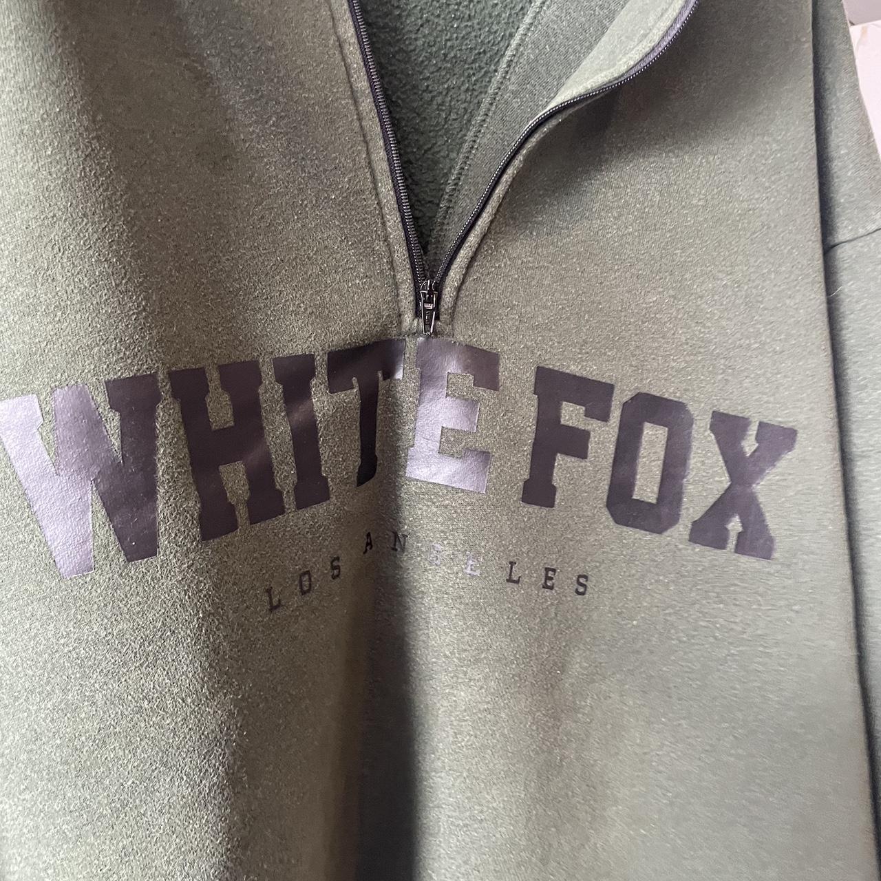 White Fox Jumper Size: M/L Colour: green Small... - Depop
