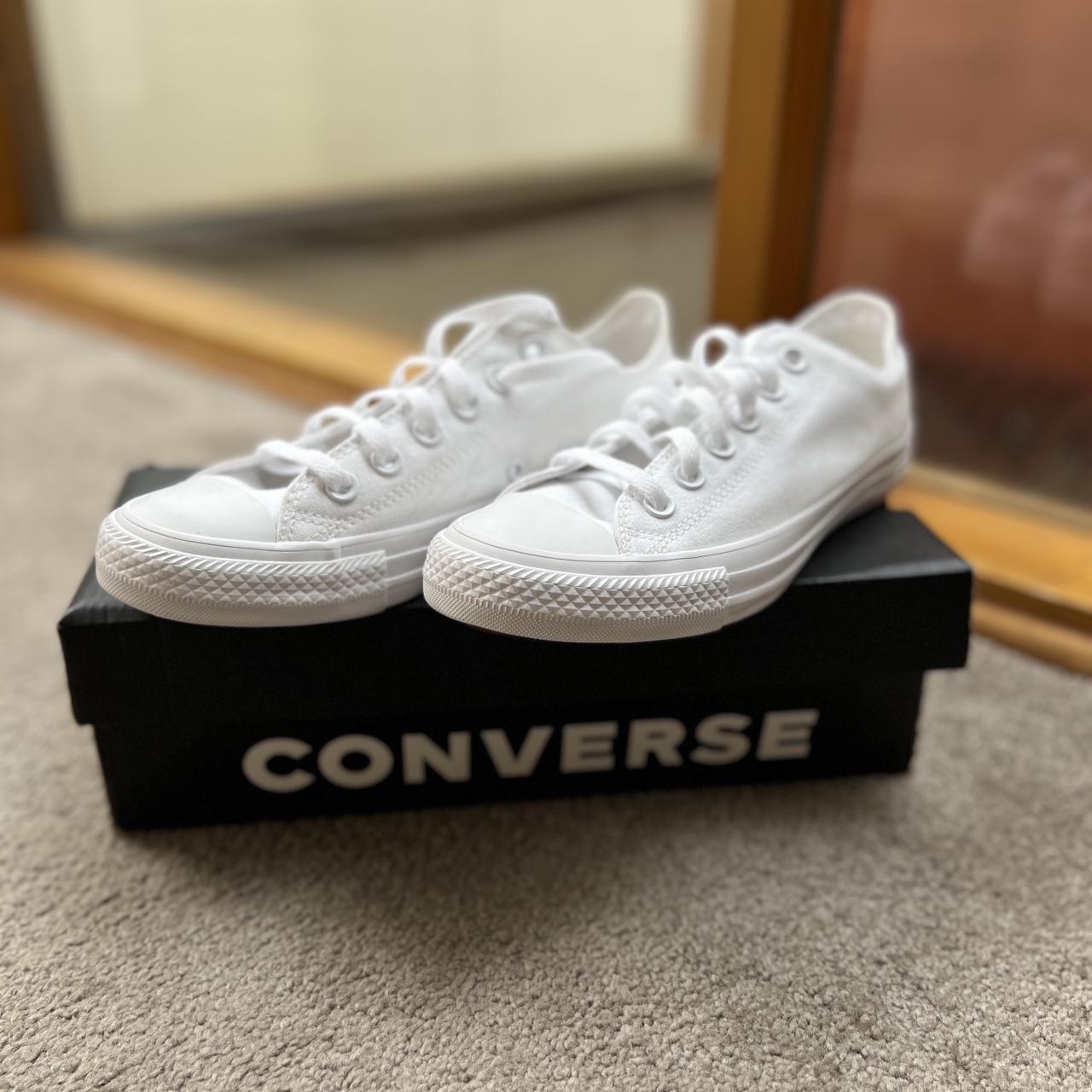 Brand new white Converse sneakers still in the box,... - Depop