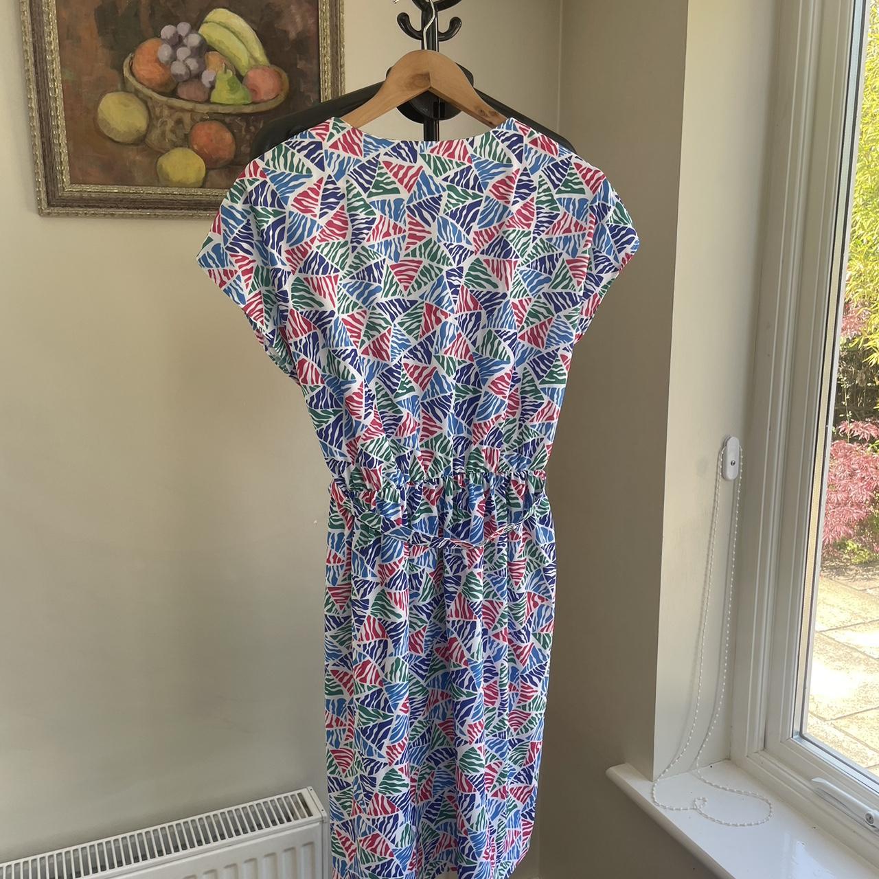 Vintage late 90s blue / white patterned dress With... - Depop