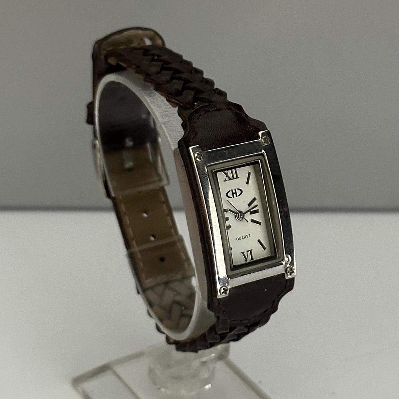 Women’s ‘H’ Brown Plaited Leather Watch This... - Depop