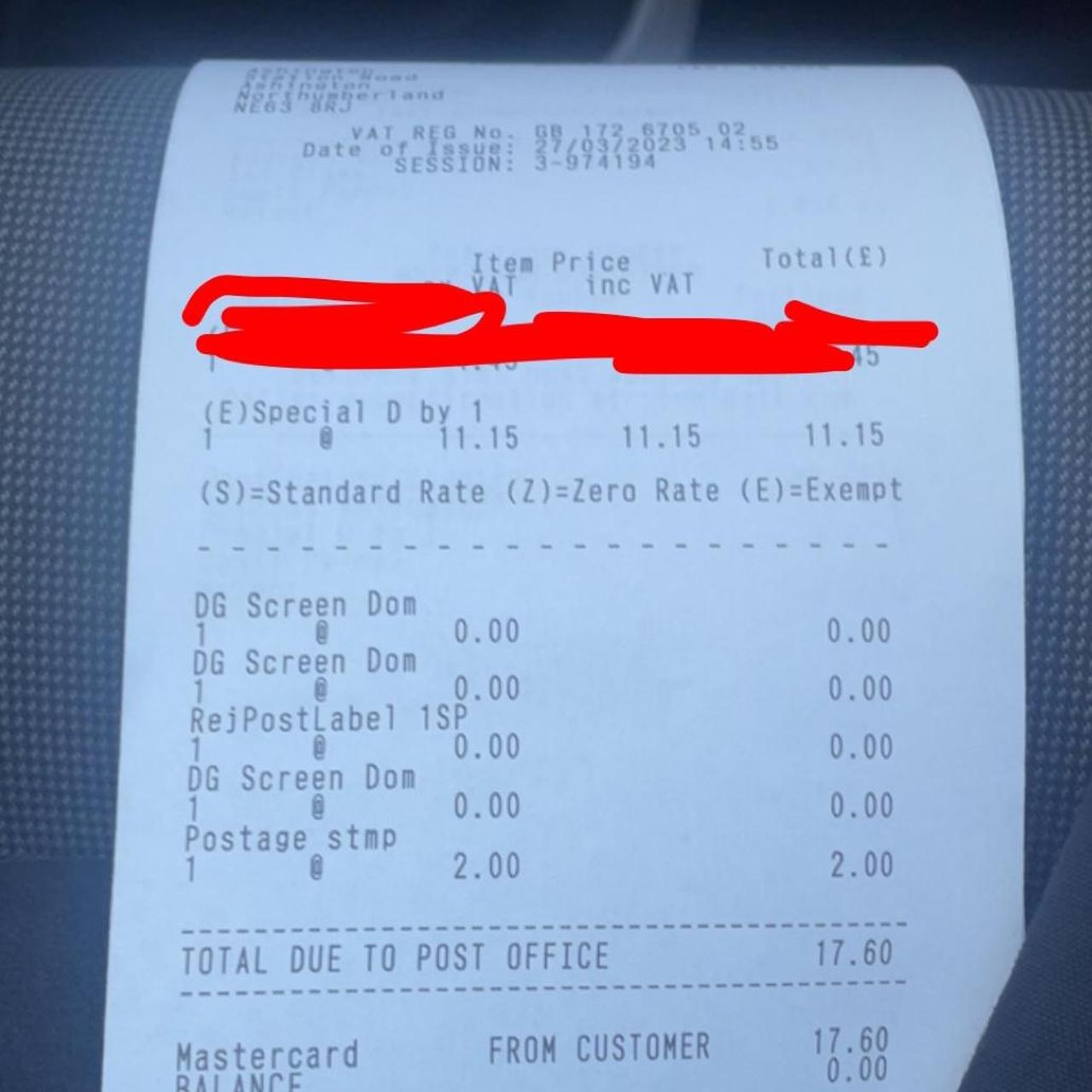 Receipt for the postage of jordan 4 Metallics - Depop