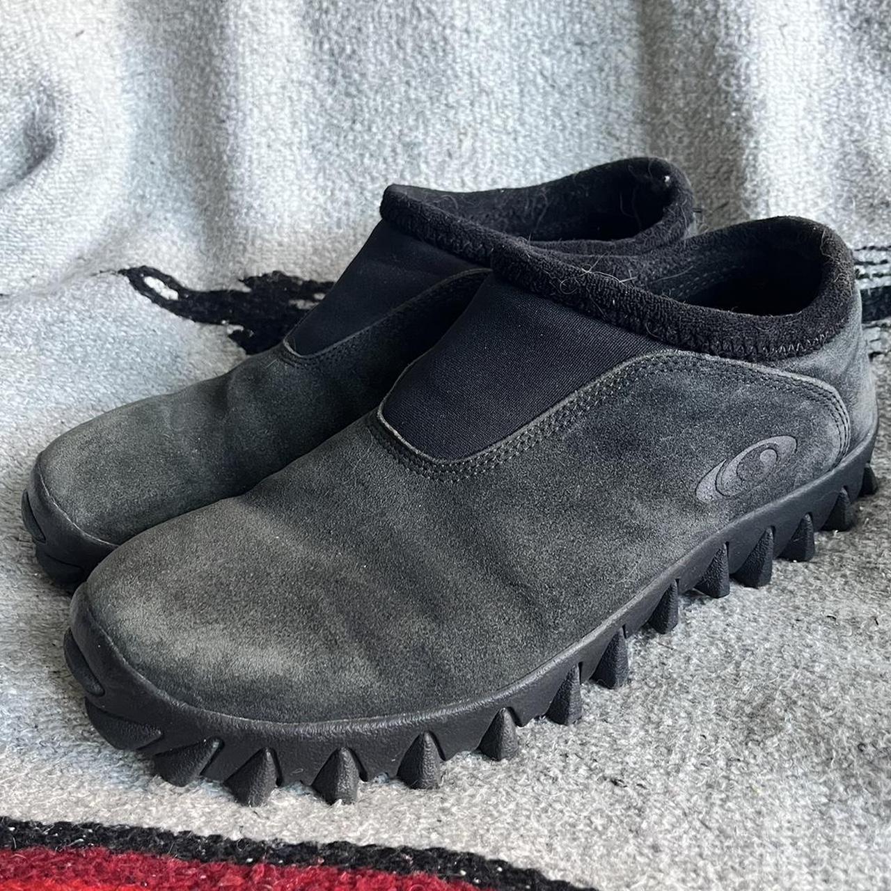 salomon grey leather sude contagrip hiking clogs... - Depop